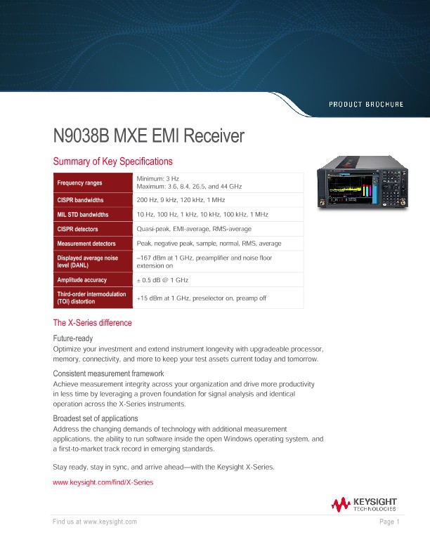 N9038B MXE EMI Receiver PDF Asset Page | Keysight